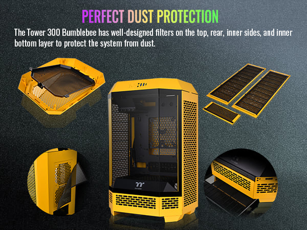 Thermaltake Tower 300 BumbleBee Micro-ATX Case; 2x140mm CT Fan Included; Support Up to 420mm ...